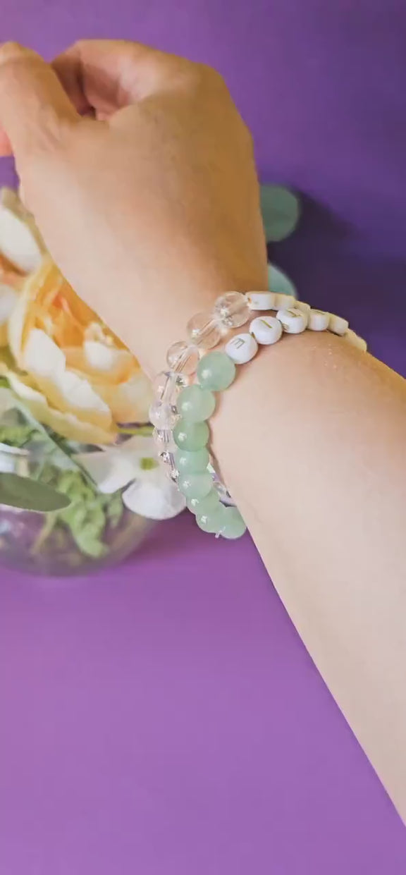 Custom Word Gemstone Bracelet |Rose Quartz, Amethyst, Apatite, Obsidia ...